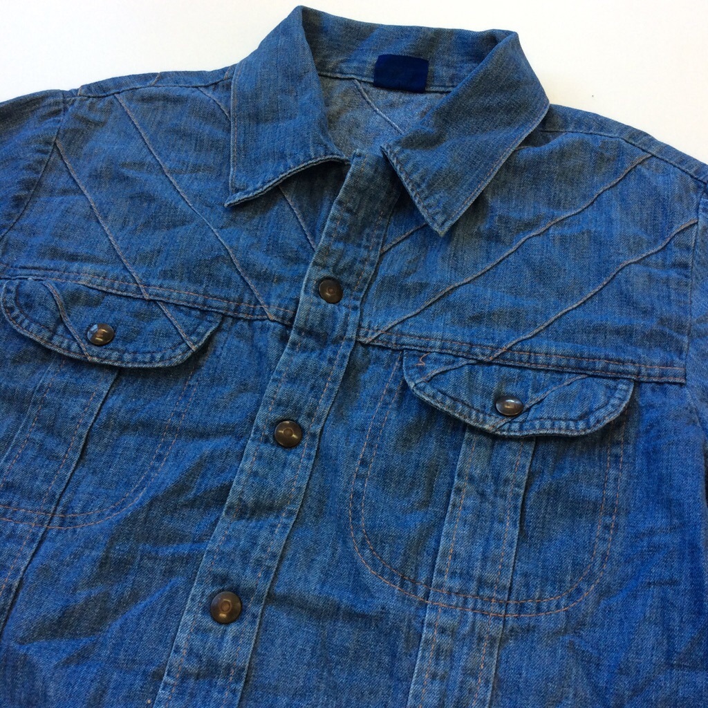 70's SEARS シアーズ Jeans Joint ジーンズジョイント ビンテージ 長袖デニムシャツジャケット 送料無料 M/ブルー ...