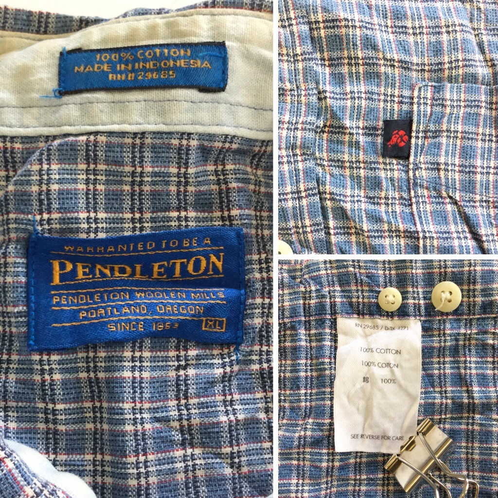 PENDLETON ペンドルトン 半袖シャツ XL/ブルー系xチェック ワーク アメカジ アウトドア アメリカ直輸入 USA 古着卸 業販 大きい ビッグ オーバー | ー品切れー ...