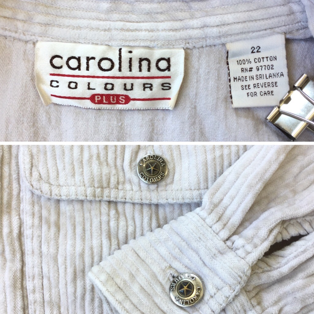 CAROLINA COLOURS アメリカ直輸入 長袖コーデュロイシャツ シャツジャケット 送料無料 レディース 22/オフホワイト系 太うね ...
