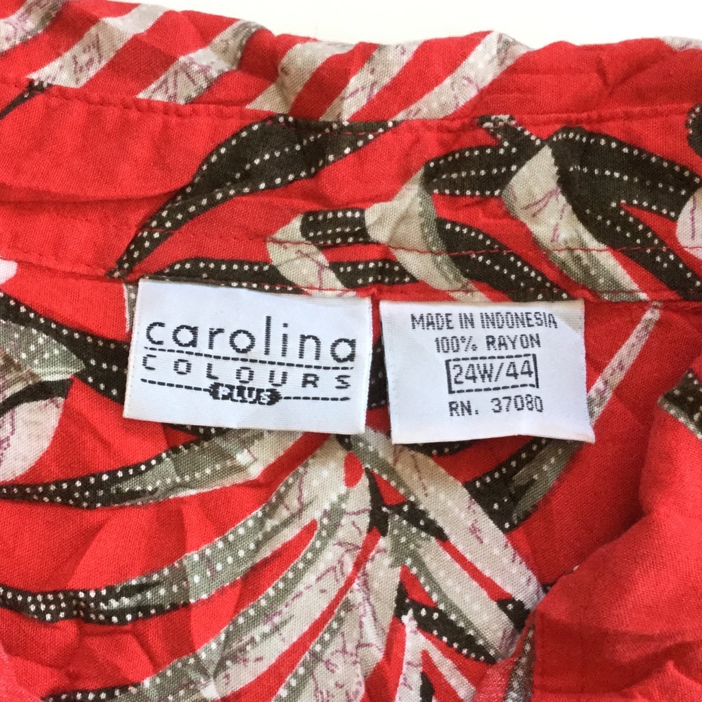 carolina COLOURS 半袖ブラウス ハワイアン アメリカ直輸入 レディース 24W-44/赤・レッド アロハシャツ レーヨンシャツ ...