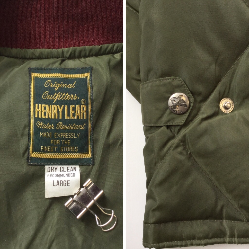 HENRY LEAR ナイロンジャケット リバーシブルジャケット ジッパージャケット キルティング 送料無料 メンズ L/オリーブ アメリカ直輸入 USA アメカジ ワークジャケット 中綿 ...
