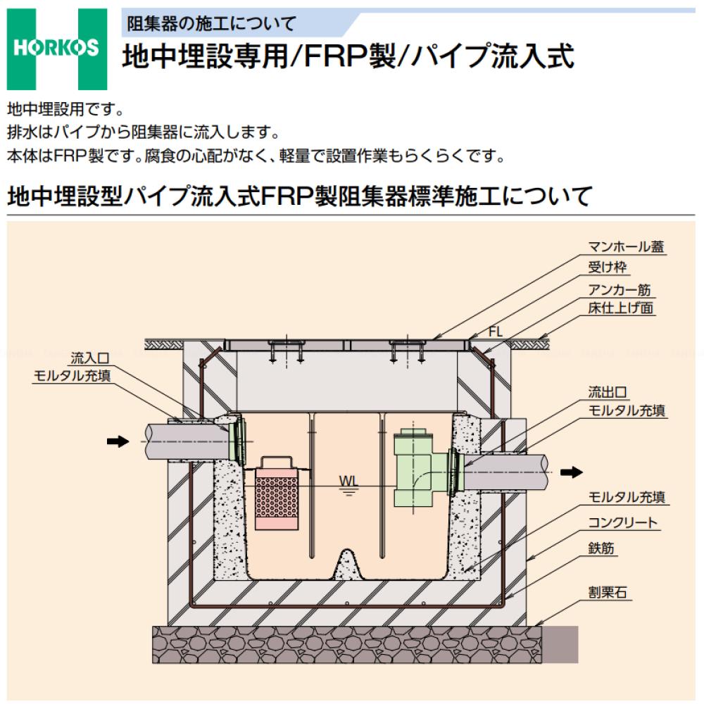 ﾎｰｺｽ KF3-230PA-US + ｽﾃﾝﾚｽ製蓋 無荷重 T-0 : FRPｵｲﾙﾄﾗｯﾌﾟ ﾊﾟｲﾌﾟ流入埋設型 +ｽﾃﾝﾚｽ製蓋T ...
