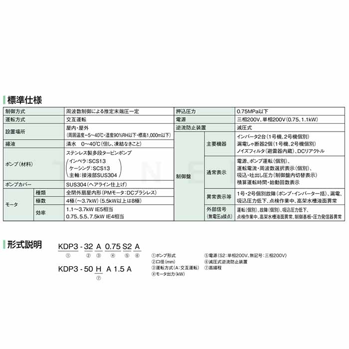 川本製作所 KDP3-40A1.5A 40A 標準品 三200V 1.5Kw*2 : 直結給水用ﾌﾞｰｽﾀｰﾎﾟﾝﾌﾟ ﾎﾟﾝﾊﾟｰKDP 自動交互∴川本ﾎﾟﾝﾌﾟ 受注生産 | ポンプ・濾過 ...