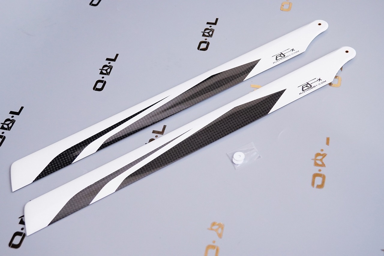 在庫即納 RJX E380W 380MM アライン（450L 480 用360MM)ハード3D用 オレンジ黒カーボンメインブレード 高品質 カーボンローター1セット 380MM ...