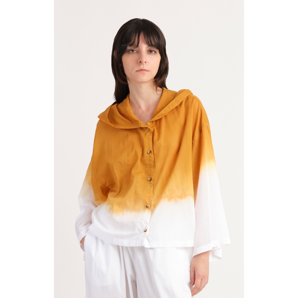 フード付きブラウス とろ～んバックサテン フード付きブラウス