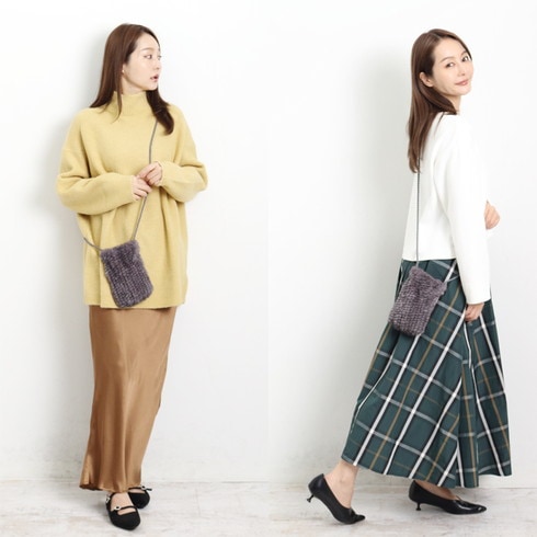 送料無料 訳あり ミンクファーポシェット◎ミンクヤーン ミニバッグ