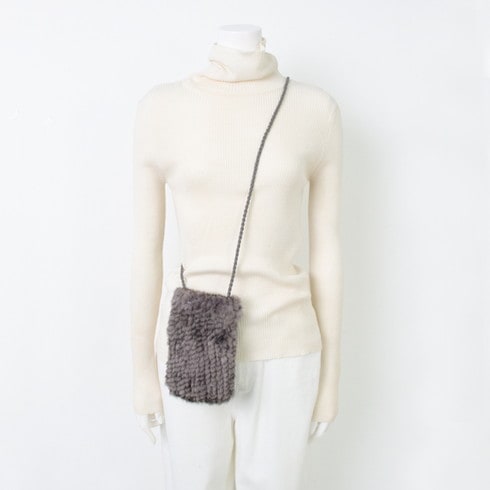 送料無料 訳あり ミンクファーポシェット◎ミンクヤーン ミニバッグ