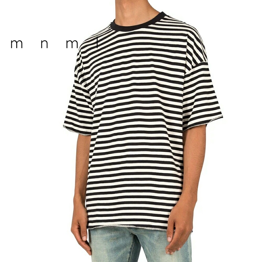 mnml ミニマル STRIPED DROP TEE BLACK ドロップショルダー 半袖 Tシャツ | すべての商品 | ABLAZE-K