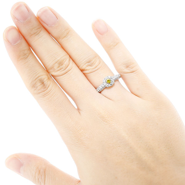 イエローダイヤモンド リング 0.087ct I2-FANCY VIVID YELLOW プラチナ 中央宝石研究所 ソーティング付 【R】｜ダイヤモンドネックレス・ダイヤピアス【エメット ...