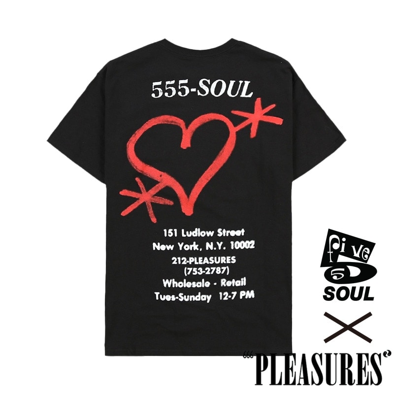 【PLEASURES/プレジャーズ×555 SOUL/トリプルファイブソウル】BIZ CARD T-SHIRT Tシャツ / BLACK ...