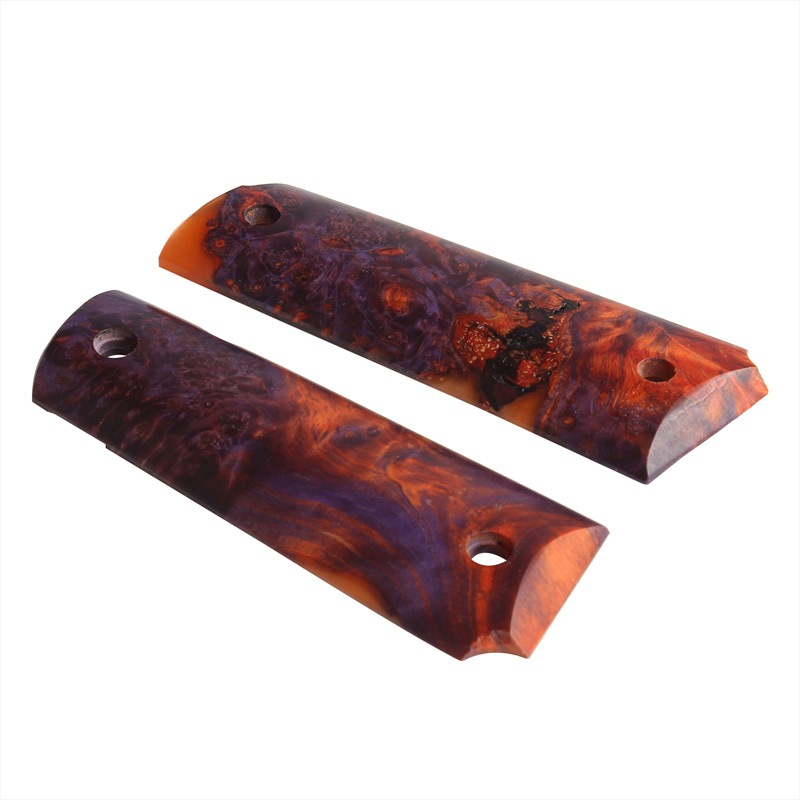 5KU M1911 Stabilized Wood グリップパネル Purple Orange | エアガンパーツ,グリップ ...
