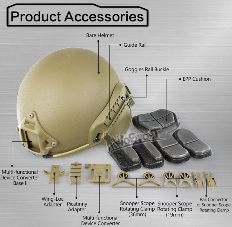 WoSporT MICH 2000タイプ ヘルメット マウント付 GREY | ヘッドウェア,ヘルメット | | AirsoftWorld ...