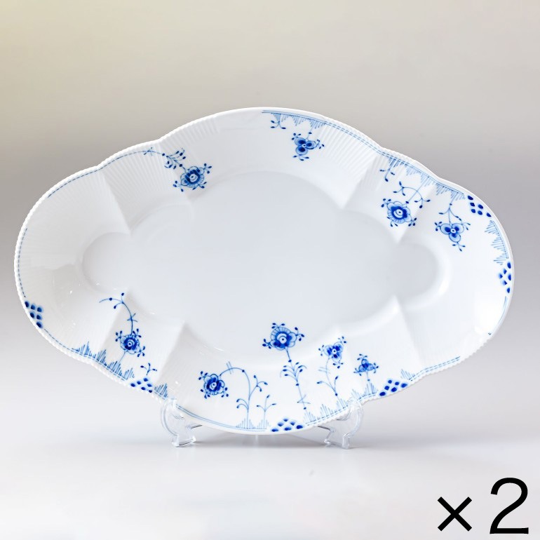 2個セット ロイヤルコペンハーゲン ブルーエレメンツ プレート サービングディッシュ オーバルディッシュ 39cm 2589375 日本未発売 ...