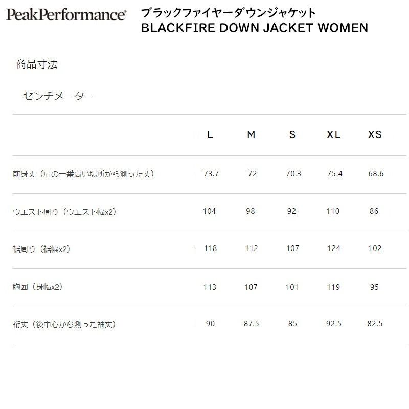 ピークパフォーマンス スキーウェア Peak Performance W Blackfire Jacket G78012 5BH Warm ...