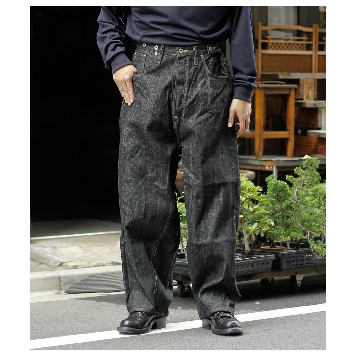 スキュー SKEWed ブラックデニム コインポケットパンツ 201 COIN POCKET PANTS model.LV BLACK ...