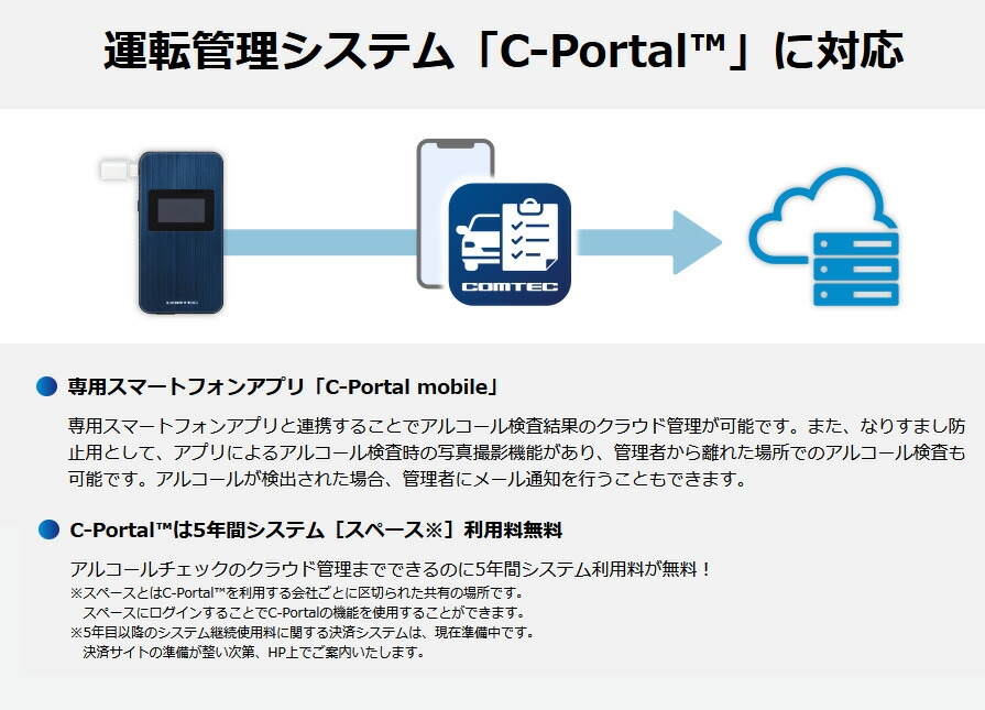 VMC70A COMTEC コムテック アルコール検知器 高精度電気化学式センサー搭載 長寿命 センサーユニット方式 Bluetooth内蔵 マウスピース付属 | アルコールチェッカー ...