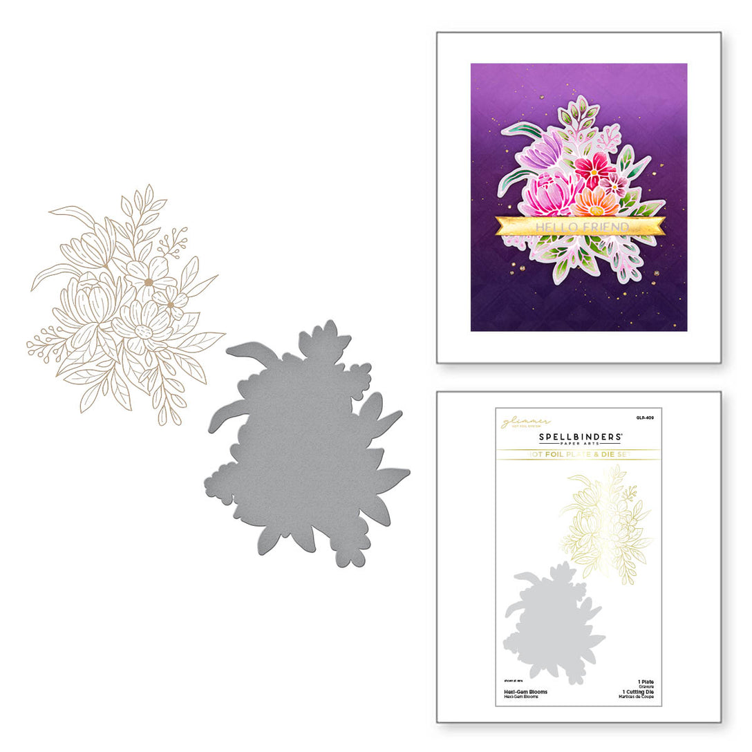 Spellbinders Glimmer Hot Foil Plates + Die - GLP-409 Hexi-Gem Blooms ...