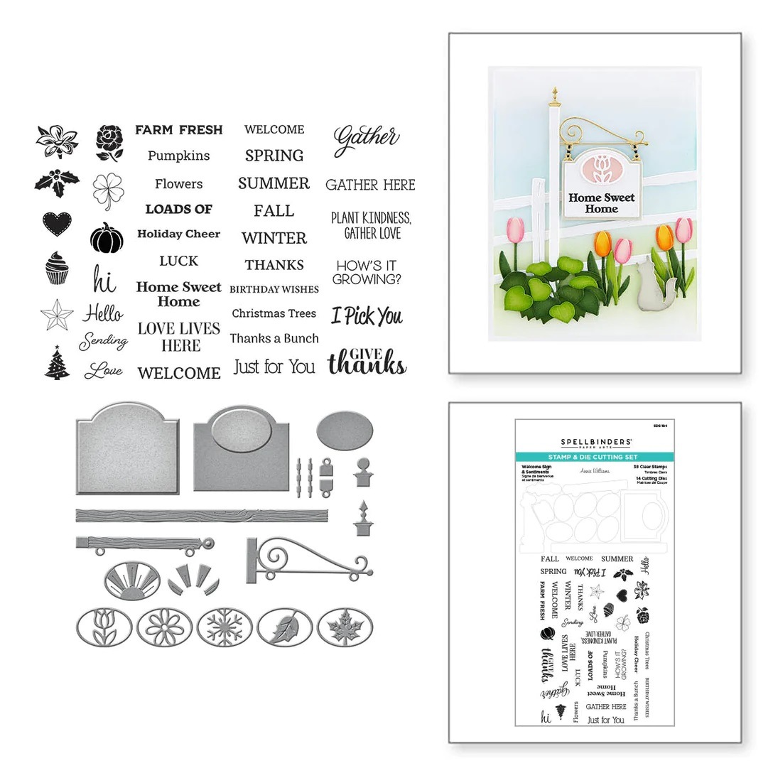 Spellbinders Stamp & Die Set - SDS-184 Welcome Sign & Sentiments ...