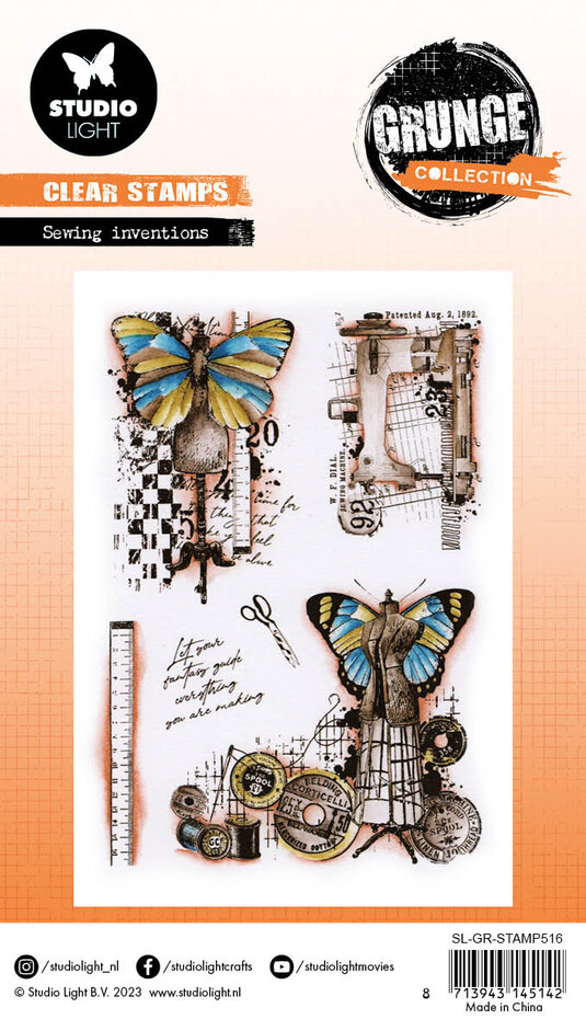 Studio Light Clear Stamp - SL-GR-STAMP516 Sewing Inventions Grunge No ...