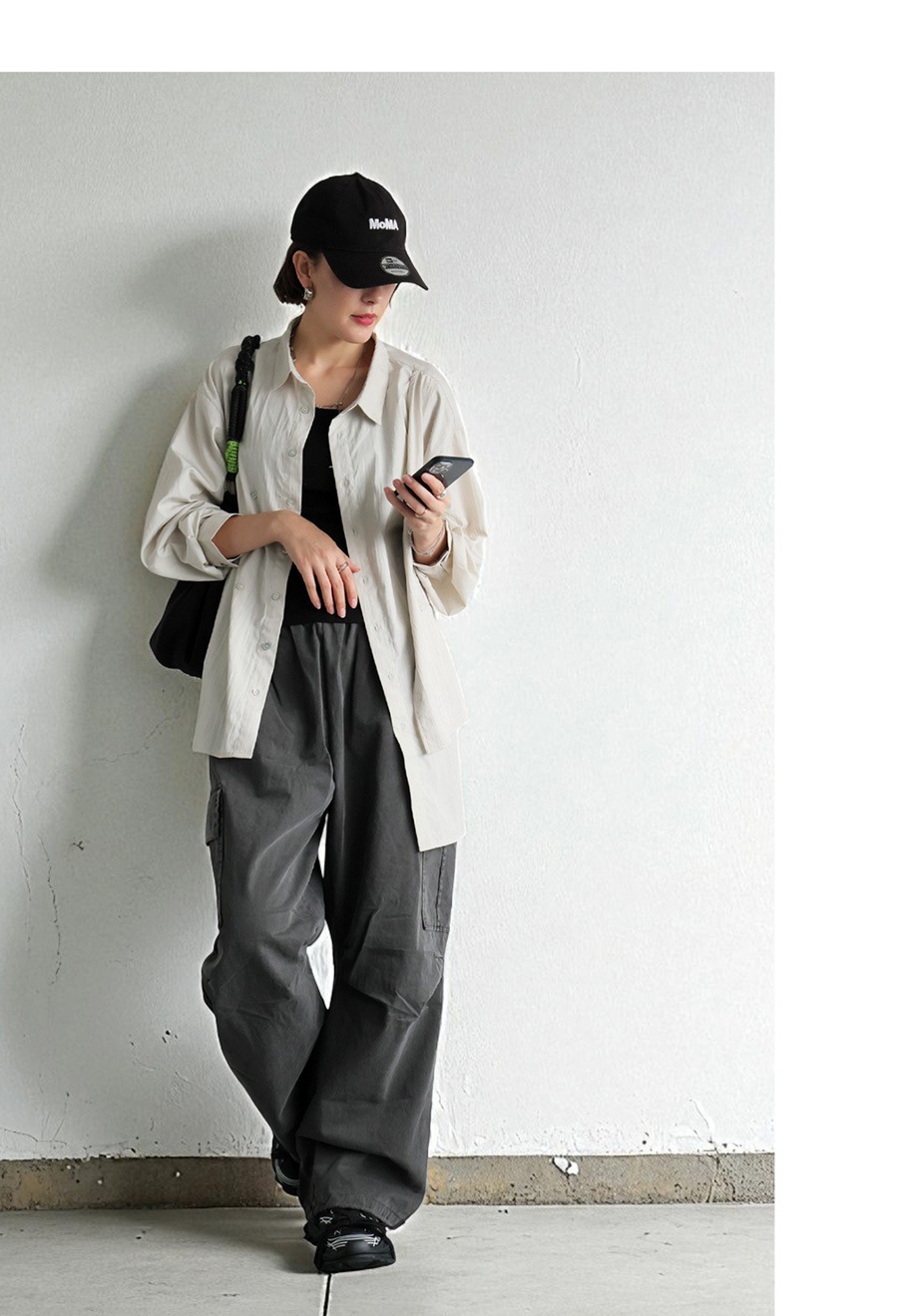 ピグメント加工 カーゴパンツ レディース ワイド 送料無料・メール便