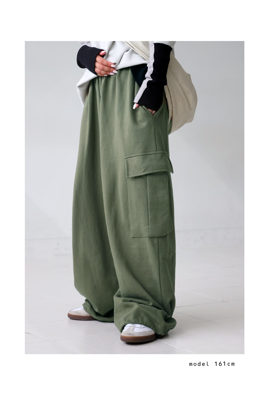 裏毛カーゴワイドパンツ レディース ボトムス パンツ 送料無料・メール