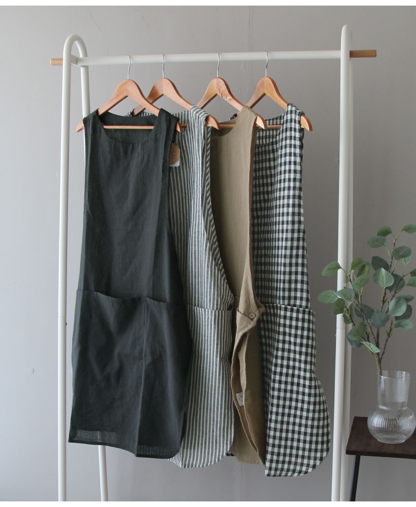 コットンリネンノースリーブ被りエプロン | レディースエプロン,カバータイプ,柄 | エプロン専門店-Apron Story