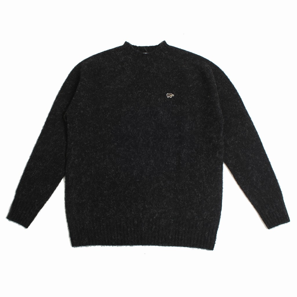 SCYE BASICS サイ シェットランドウール ブラッシュド クルーネックニット チャコール Shetland Wool Brushed ...