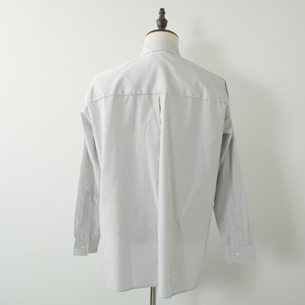 amne アンヌ PIMA STRIPE covered shirt スーピマコットン カバード シャツ グレー ストライプ | BRAND ...