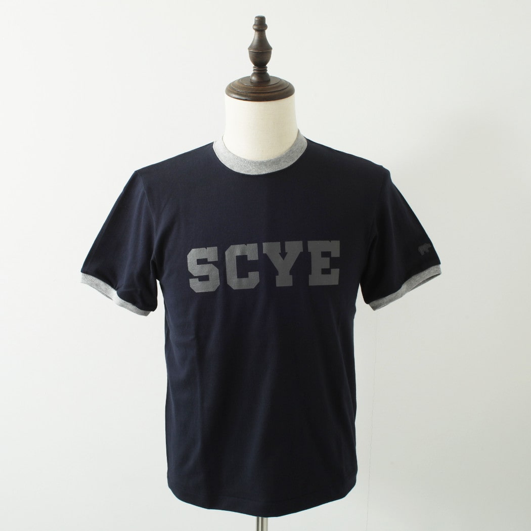Scye BASICS サイベーシックス Tシャツ ロゴプリント Logo-Printed T-shirt ネイビー | BRAND,S ...