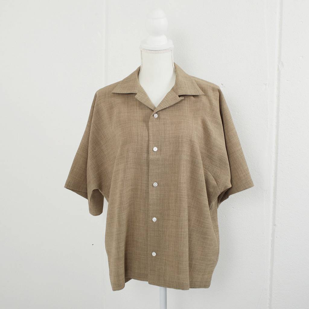 ATHA アタ オープンカラーシャツ ドライタッチ ライトブラウン DRY TOUCH OPEN COLLAR SHIRT AMBER ...