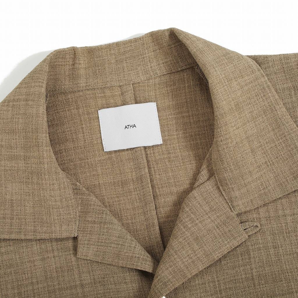 ATHA アタ オープンカラーシャツ ドライタッチ ライトブラウン DRY TOUCH OPEN COLLAR SHIRT AMBER ...