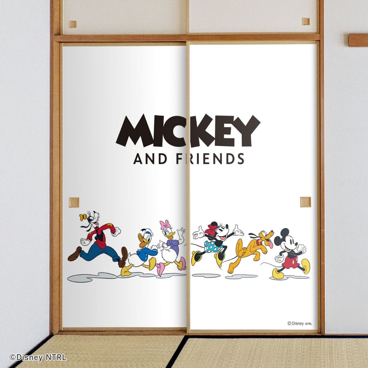 ディズニーキャラクター ふすま紙 ミッキー＆フレンズ NTLD-037F 水で貼るタイプ 再湿 襖紙 幅約92cm×長さ約182cm 2枚1組 アサヒペン | | デジタルプリント ...