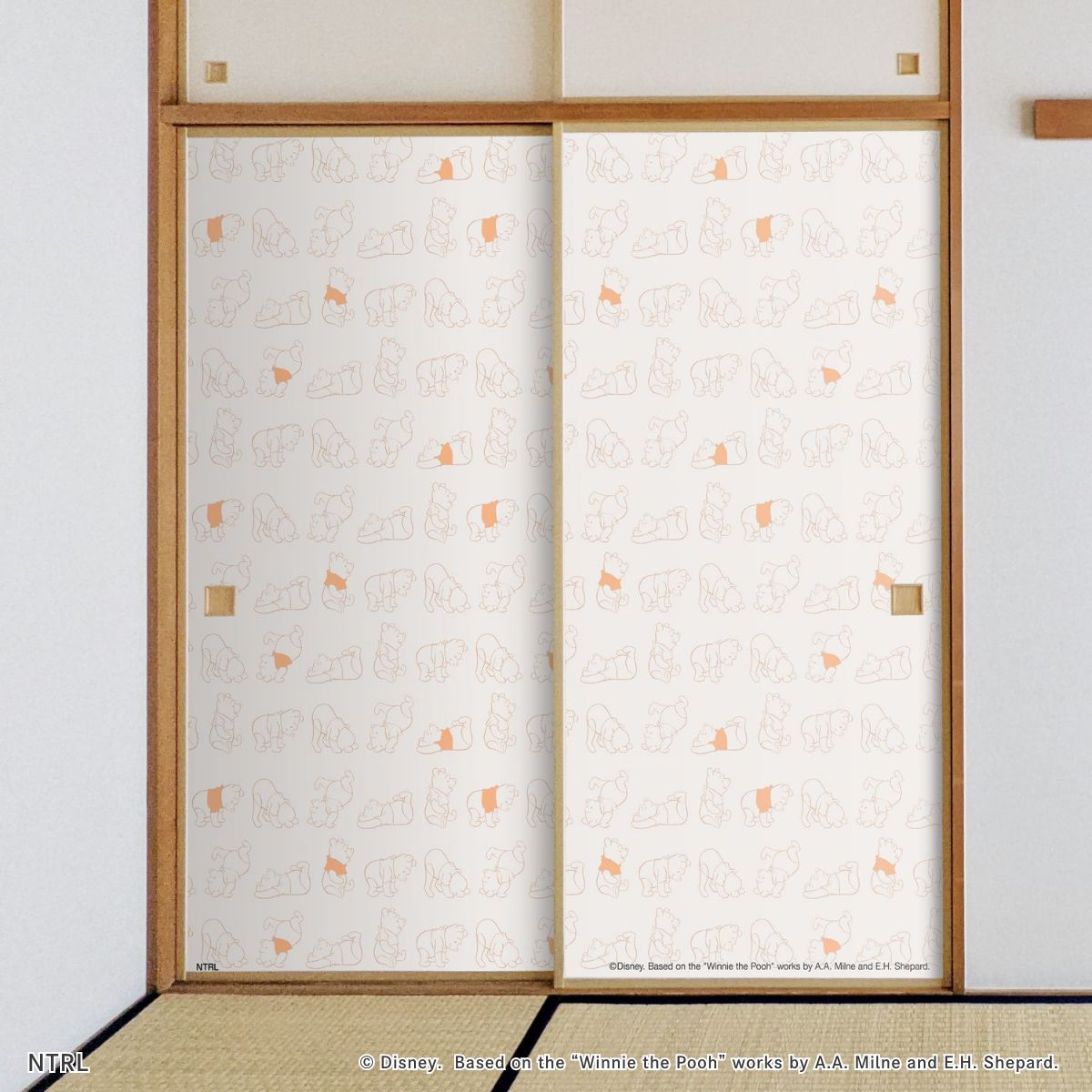 くまのプーさん ディズニーキャラクター ふすま紙 コロコロ総柄 NTLD-049F 水で貼るタイプ 再湿 襖紙 幅約92cm×長さ約182cm 2枚1組 アサヒペン | | デジタルプリント ...