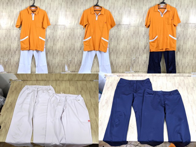 r38 ナース服 看護婦服上下セット トップス+ストレートパンツ オレンジ LLサイズ/yt3679【3QEC】 | 企業制服 | 中古学生服の専門店「A-制服店.com」