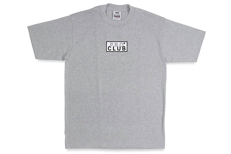 PRO CLUB HEAVYWEIGHT S/S EMBROIDERED BOX LOGO TEE (HEATHER GRAY) 101EMB ...