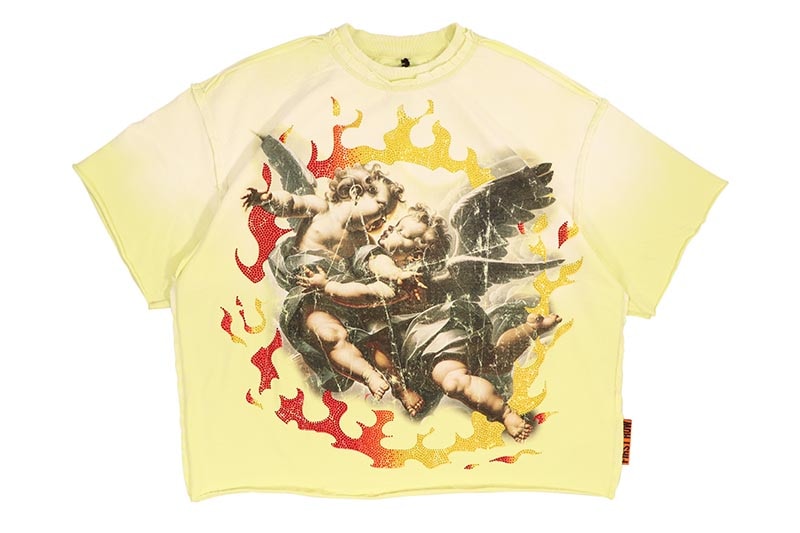 FIRST ROW ETERNAL MYTHS ANGELIC REVELATION CROPPED TEE (FRM3015:YELLOW ...
