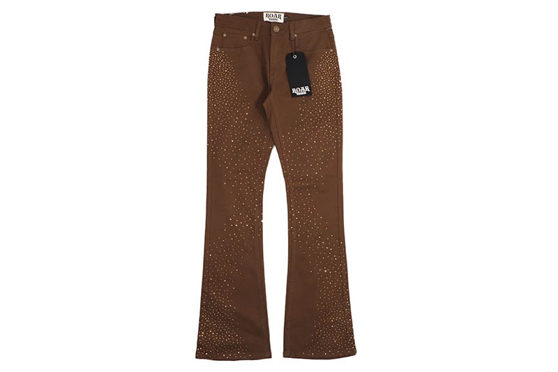 ROAR DENIM BRONZE RHINESTONE STACKED FIT JEAN (G52-679:BROWN) | Brand ...