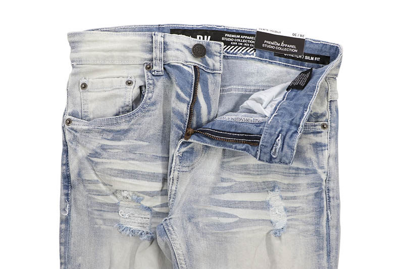 SPARK SLIM FIT STRETCH JEANS WITH 3D CRINKLE & REPAIR (S4403:LT SAND ...