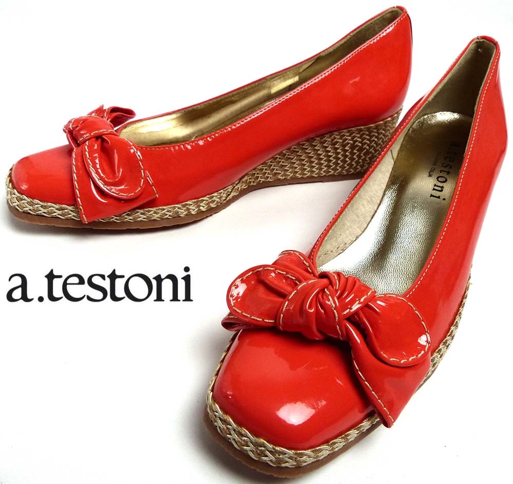 イタリア製 a.testoni / ア・テストーニ エナメル パンプス / ウェッジソール 36 1/2(23.5cm相当)(レディース ...
