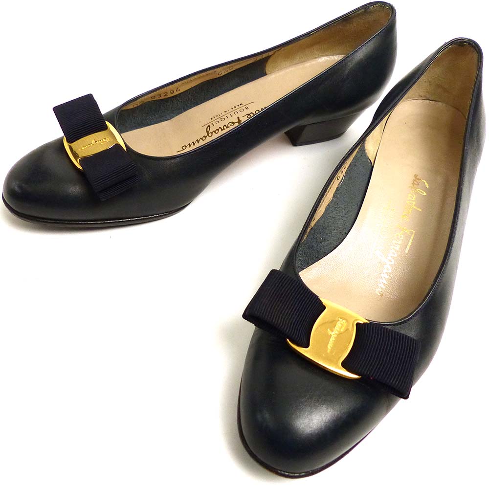 イタリア製 サルヴァトーレ フェラガモ / Salvatore Ferragamo ヴァラリボンレザーパンプス/ ローファー 6 1/2C ...