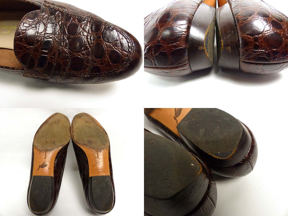 イタリア製 Salvatore Ferragamo / サルヴァトーレ フェラガモ 型押しレザーパンプス 6 1/2C(24cm相当 ...