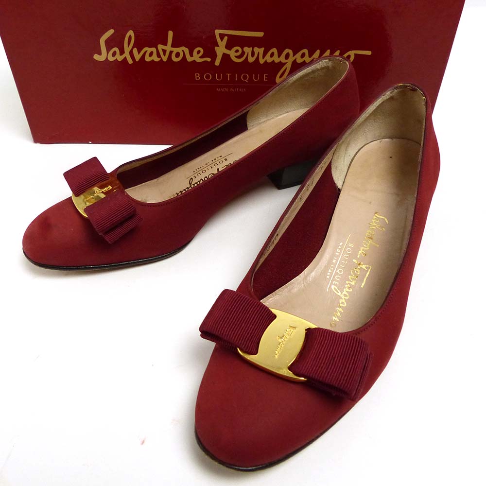 イタリア製 サルヴァトーレ フェラガモ / Salvatore Ferragamo ヴァラリボンスエードパンプス 5C(22.5-23cm相当 ...