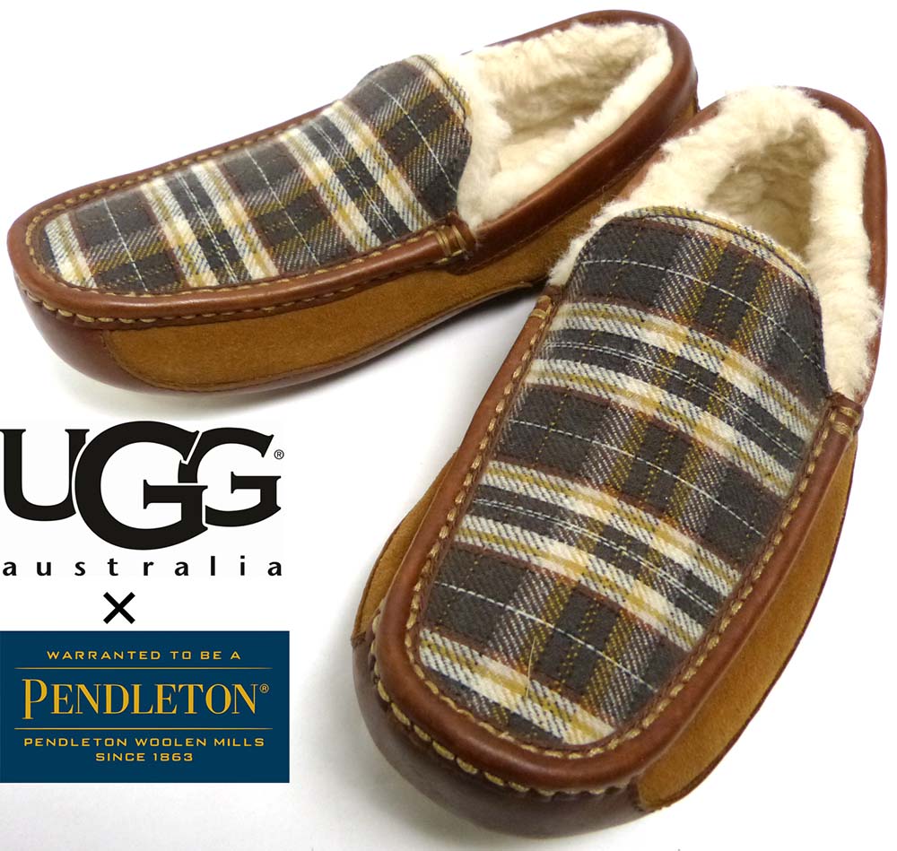 【希少】UGG/アグ ×PENDLETON ペンドルトン /アンスレー /モカシン /スリッポン US9(26-26.5cm相当)(メンズ)(定価約3万4千円)【中古】【送料無料】｜ローファー ...