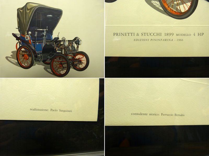 【希少】1899年 PRINETTI ＆ STUCCHI Model 4HP 1966年著 ピニンファリーナ版 ポスター / アート ...