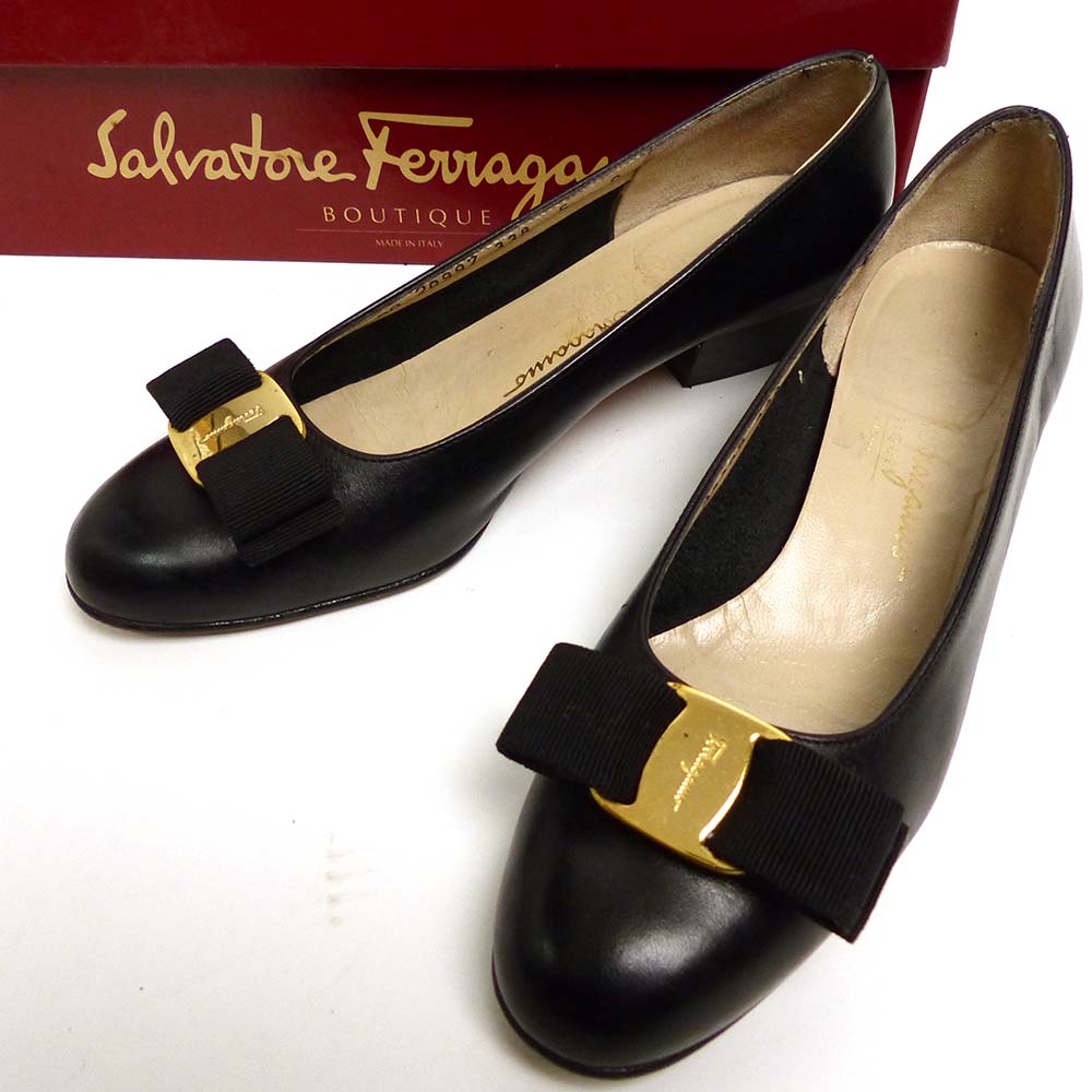 イタリア製 サルヴァトーレ フェラガモ / Salvatore Ferragamo ヴァラリボンスエードパンプス 5C(22.5-23cm相当 ...