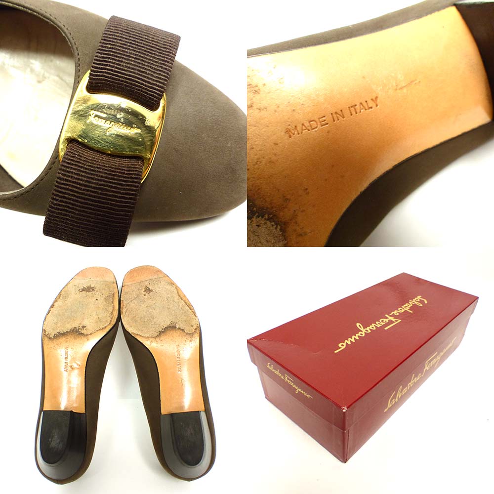 イタリア製 サルヴァトーレ フェラガモ / Salvatore Ferragamo ヴァラリボンスエードパンプス 7C(24cm相当 ...
