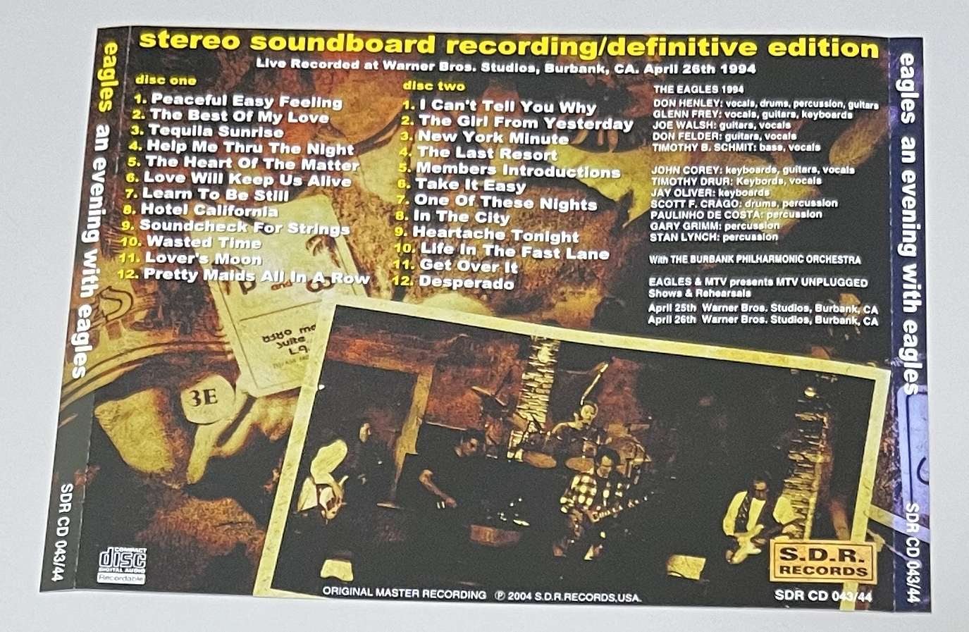 EAGLES / AN EVENING WITH EAGLES (2CD-R) S.D.R. RECORDS / SDR CD 043/44 ...