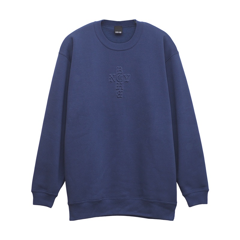 EMBOSS CROSS SWEAT 【NAVY】 | BAGARCH