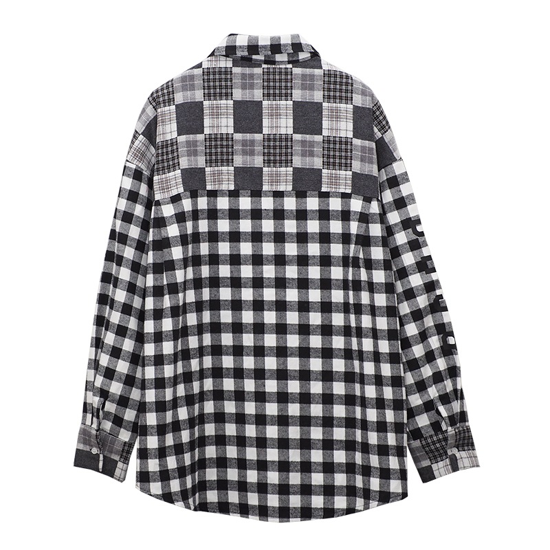 PATCHWORK CHECK SHIRTS 【BLK/WHT】 | BAGARCH
