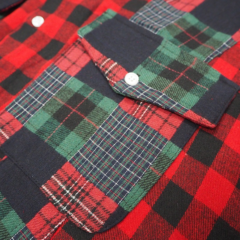 PATCHWORK CHECK SHIRTS 【RED/GREEN】 | BAGARCH